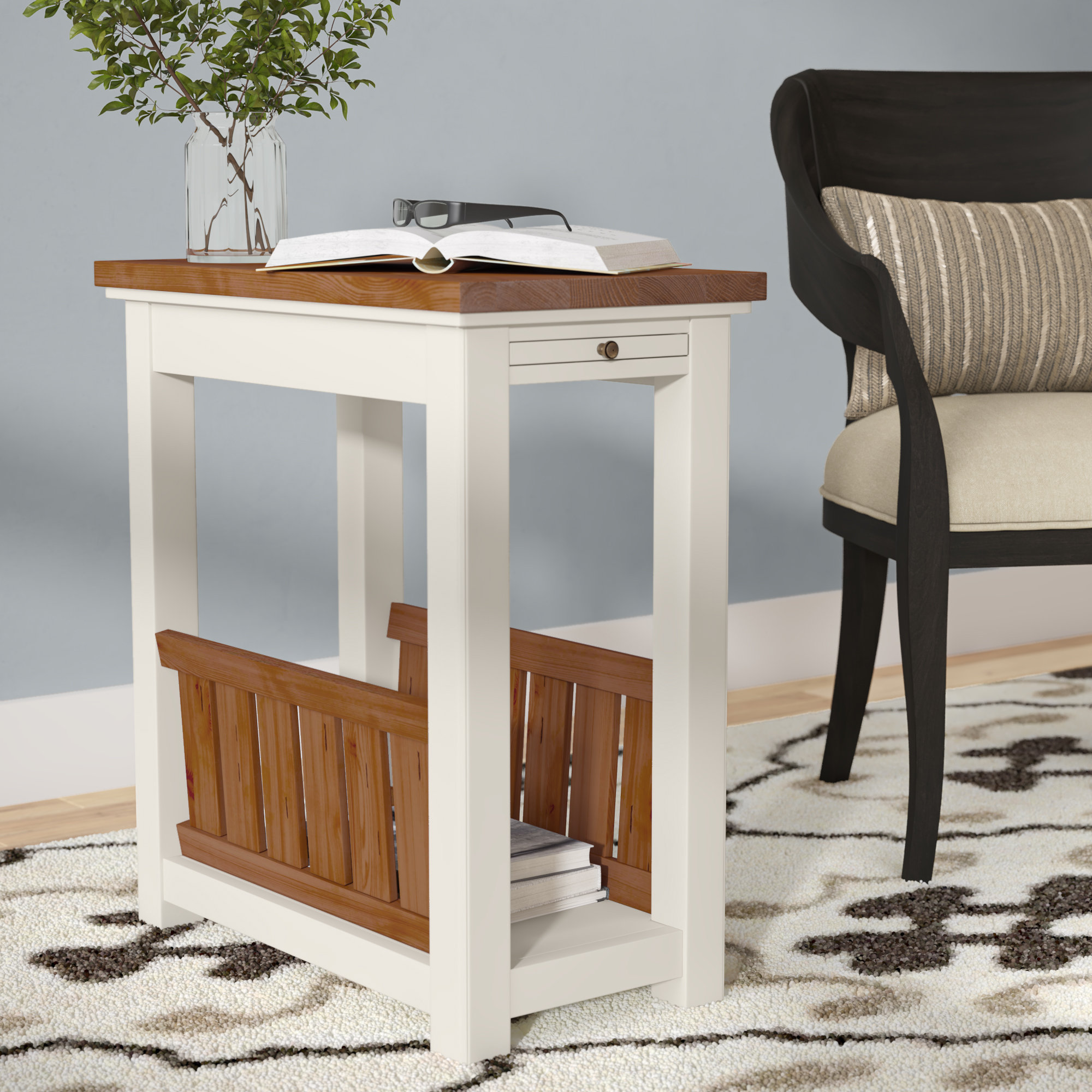 Wade Logan® Athulya 22" Wide Cottage Beach House Design Wooden Rectangular End Table With ...